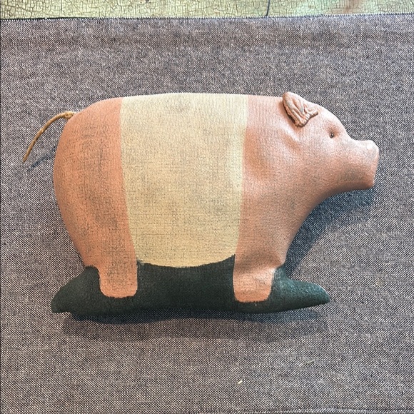 Handmade | Accents | Primitive Folk Art Cloth Painted Pig Farmhouse ...